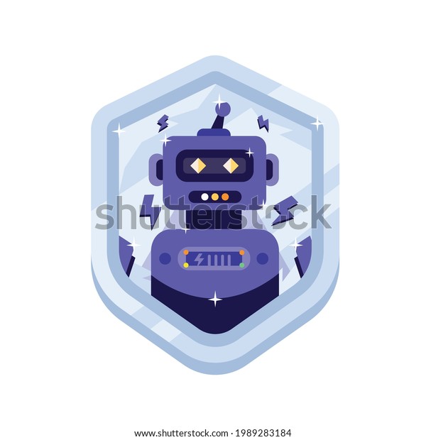 Unique Robot Icons On Shield Badges Stock Vector (Royalty Free ...