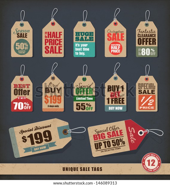 Unique Sale Tags Stock Vector (Royalty Free) 146089313