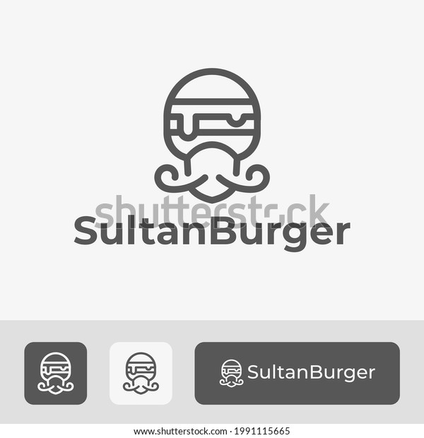 Unique Sultan Burger Logo Design Simple Stock Vector (Royalty Free ...