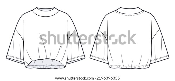 Unisex Crop Tee Shirt Technical Fashion Stock Vector (Royalty Free ...