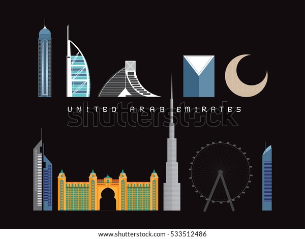 United Arab Emirates Famous Landmarks Infographic Stock Vector (Royalty ...