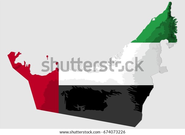 United Arab Emirates Flag Map Stock Vector (Royalty Free) 674073226 ...