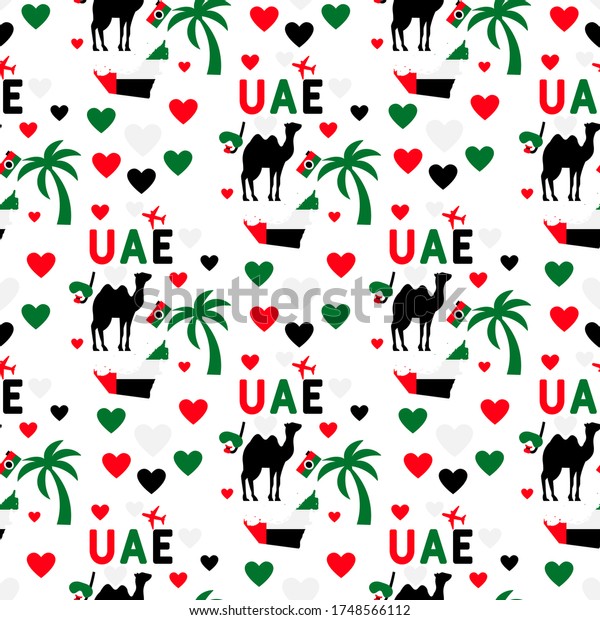 United Arab Emirates Flat Icons Pattern Stock Vector (Royalty Free ...