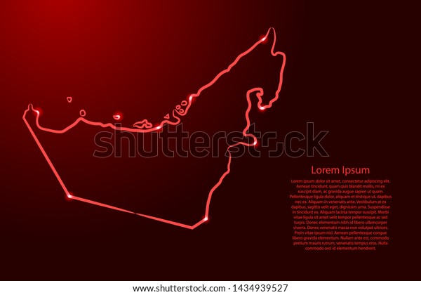 United Arab Emirates Map Contour Red Stock Vector (Royalty Free ...