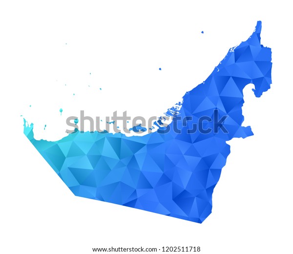 United Arab Emirates Map Geometric Blue Stock Vector (Royalty Free ...