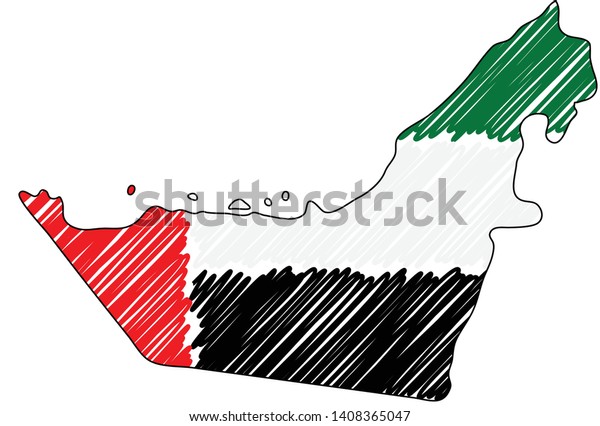 United Arab Emirates Map Hand Drawn Stock Vector (Royalty Free ...
