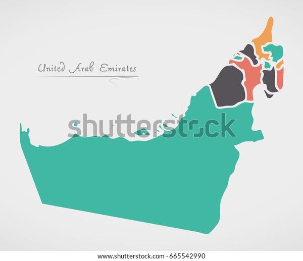 United Arab Emirates Map States Modern Stock Vector (Royalty Free ...