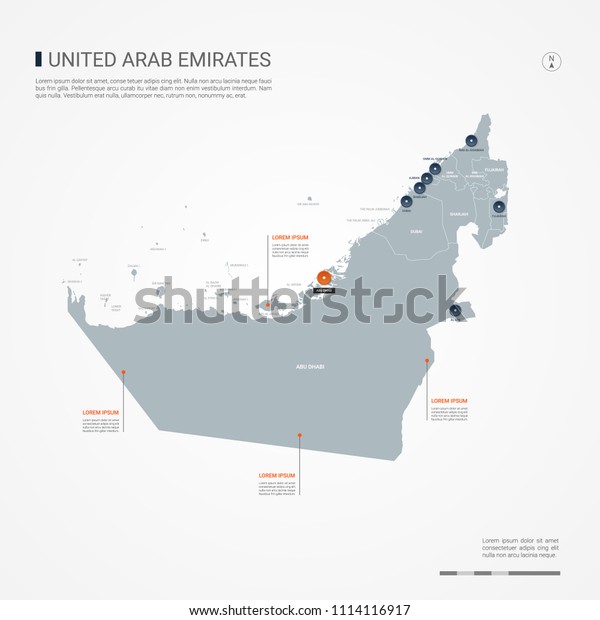 United Arab Emirates Uae Map Borders Stock Vector (Royalty Free) 1114116917