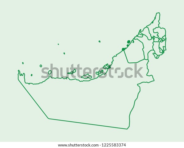United Arab Emirates Uae Map Green Stock Vector (Royalty Free ...