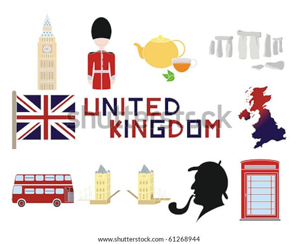 United Kingdom British Icons Vector Illustration Stock Vector (Royalty ...
