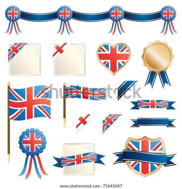 United Kingdom Decorative Ribbons Flags Seals Stock Vector (Royalty ...