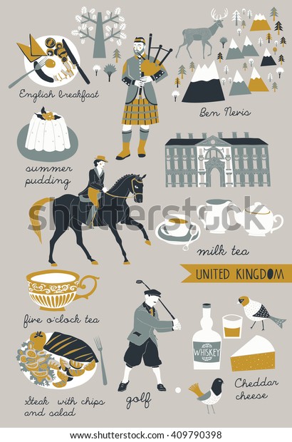 United Kingdom Illustrations Set Stock Vector (Royalty Free) 409790398 ...