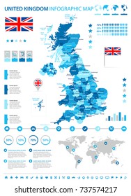 United Kingdom Infographic Map Flag Vector Stock Vector (Royalty Free ...