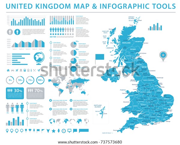 United Kingdom Map Detailed Info Graphic Stock Vector (Royalty Free ...