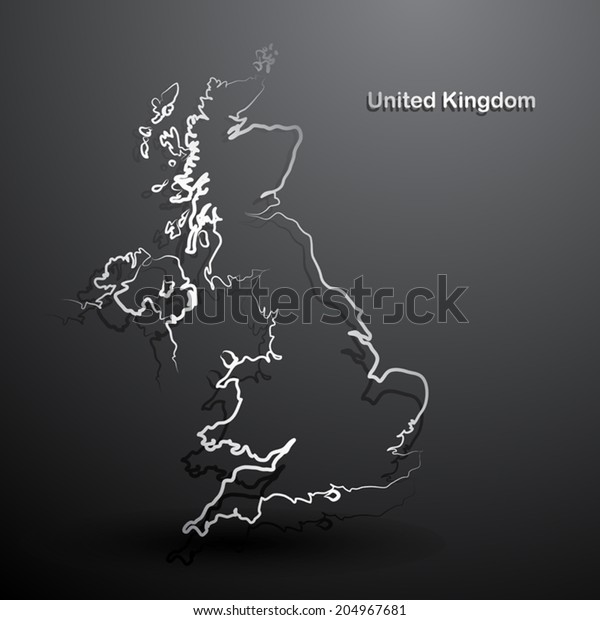 United Kingdom Map Hand Drawn Background Stock Vector (Royalty Free ...