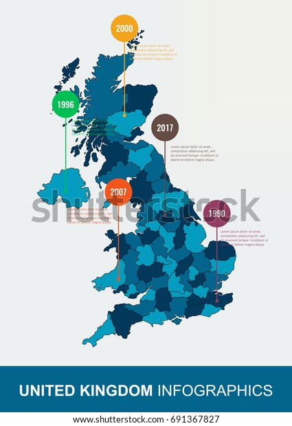 United Kingdom Map Infographic Template All Stock Vector (Royalty Free ...