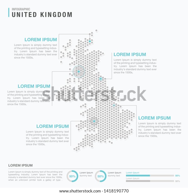 United Kingdom Map Infographics Abstract Pixelated Stock Vector ...