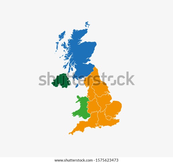 United Kingdom Map States Border Map Arkivvektor (royaltyfri ...