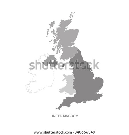 UNITED KINGDOM MAP UK MAP GREYSCALE Stock Vector (Royalty Free ...
