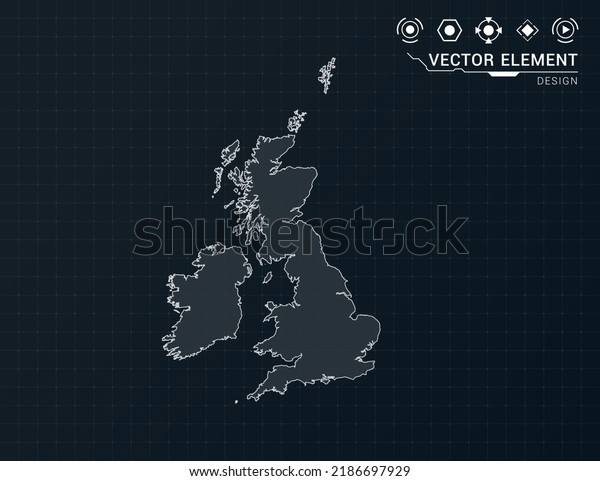 United Kingdom Uk Map Black Digital: เวกเตอร์สต็อก (ปลอดค่าลิขสิทธิ์ ...