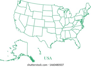Green Map United States America Stock Vector (Royalty Free) 1123217936 ...