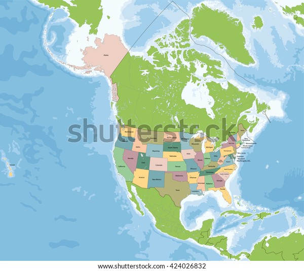 United States America Map Stock Vector (Royalty Free) 424026832 ...
