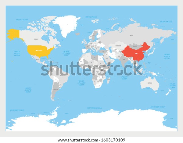 United States China Highlighted On Political Stock Vector (Royalty Free ...