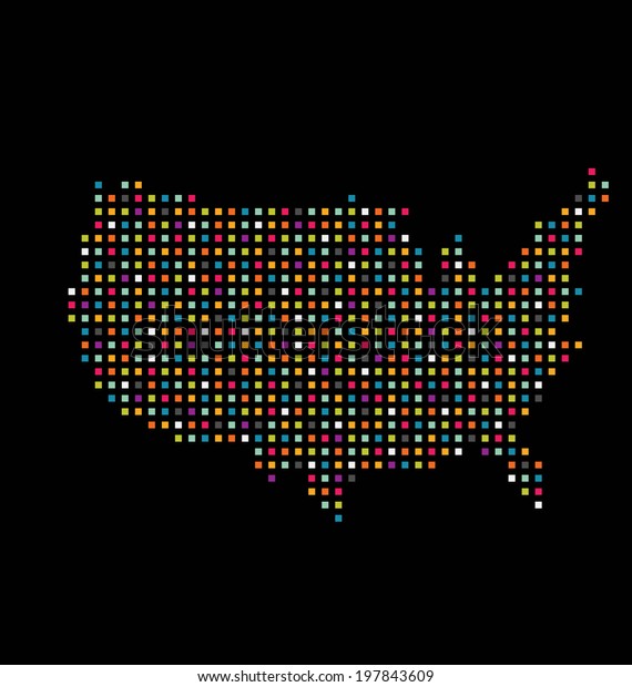 United States Color Square Dot Map Stock Vector (Royalty Free) 197843609