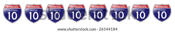 United States Interstate 10 Signs California Stock Vector (Royalty Free ...