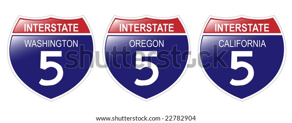 United States Interstate 5 Signs Washington: vector de stock (libre de ...