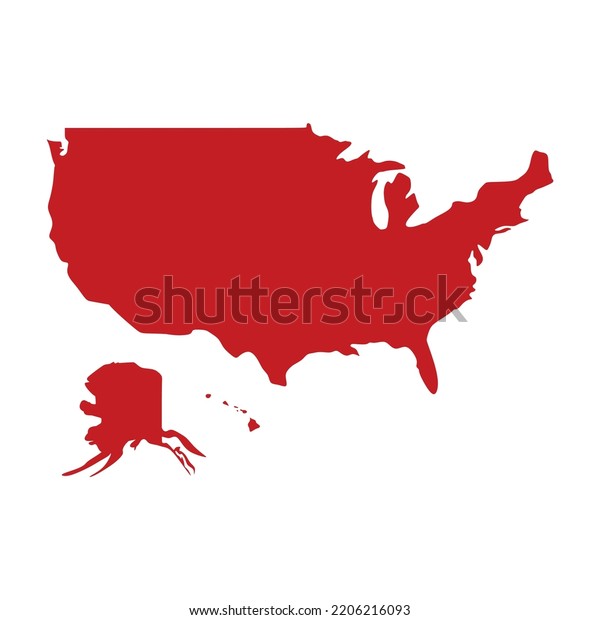United States Map Detailed Red Illustration Stock Vector (Royalty Free ...