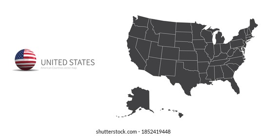 United States Map Flag Icon Map Stock Vector (Royalty Free) 1852419448