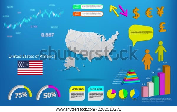 United States Map Info Graphics Charts: เวกเตอร์สต็อก (ปลอดค่าลิขสิทธิ์ ...
