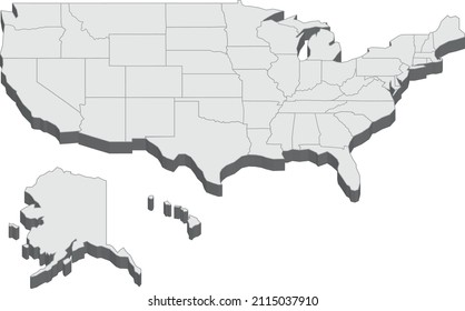 United States Map Isolated On White Stock Vector (Royalty Free ...