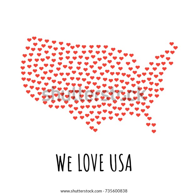 United States Map Red Hearts Symbol Stock Vector (Royalty Free ...