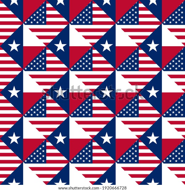 United States Texas Flags Seamless Pattern Stock Vector (Royalty Free ...