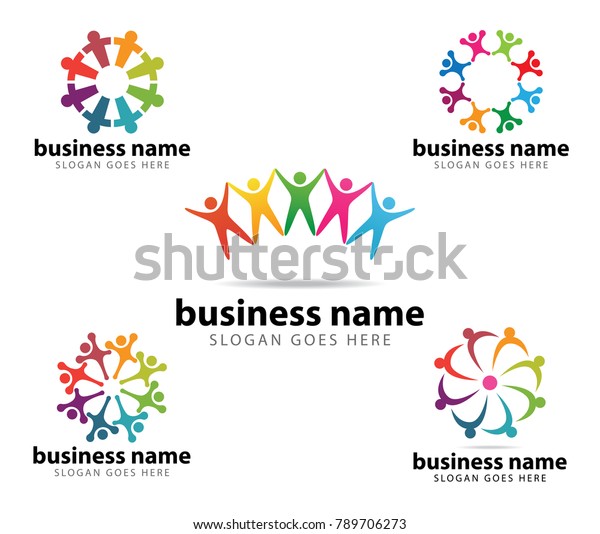 Unity Organization Community Social Logo Set Stock Vector (Royalty Free ...