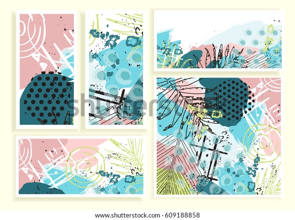 Universal Floral Cards Set Creative Hand Stock Vector (Royalty Free ...