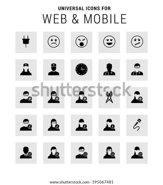 Universal Icon Set. 25 universal icons for website and app. Isolated ...