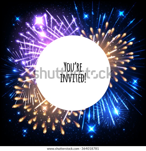 Universal Invitation Card Template Design Fireworks Stock Vector ...
