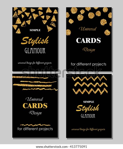 Universal Modern Stylish Cards Templates Golden Stock Vector (Royalty ...