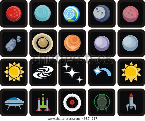 Universe Space Icon Set Planets Solar Stock Vector (Royalty Free ...