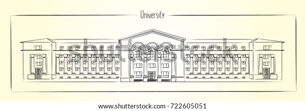 University Building Outline Stock Vector (Royalty Free) 722605051