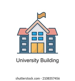 University Building Vector Filled Outline Icon Stock Vector (Royalty ...