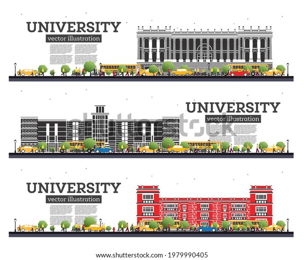 University Campus Set Study Banners Isolated Stock Vector (Royalty Free ...