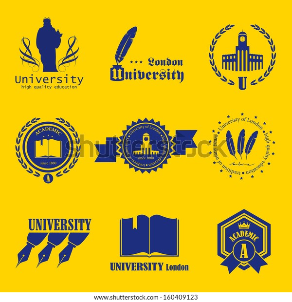 University Labels Set - Isolated On Background - Vector Illustration ...