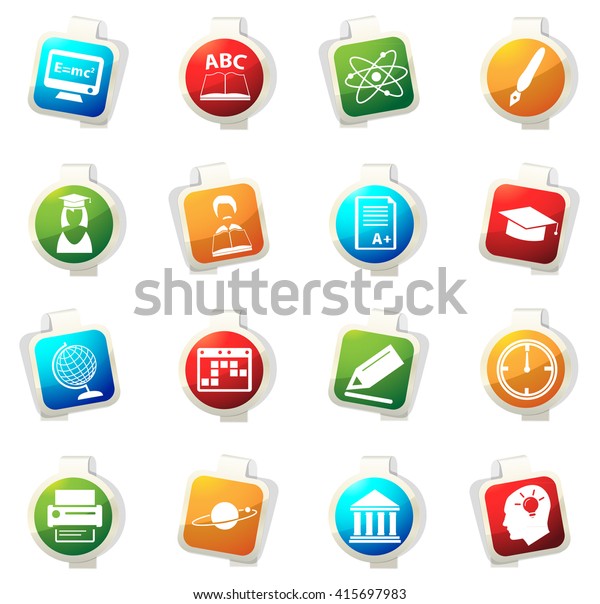 University Stickers Label Icon Set Web Stock Vector (Royalty Free ...
