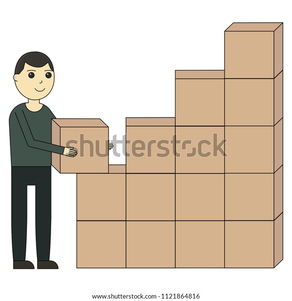 Unloading Goods Cartoon Character Isolated On Stock Vector (Royalty ...