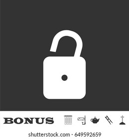Unlock Icon Flat White Pictogram On Stock Vector (Royalty Free ...