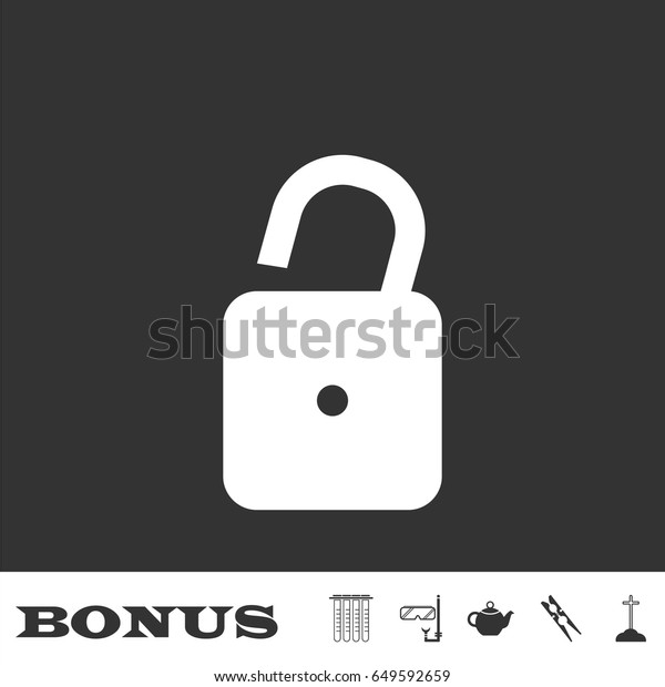 Unlock Icon Flat White Pictogram On Stock Vector (Royalty Free ...